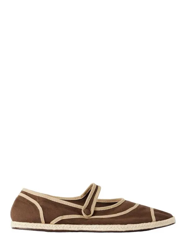 Staud Nora Canvas Espadrille Mary Jane Flats - Brown