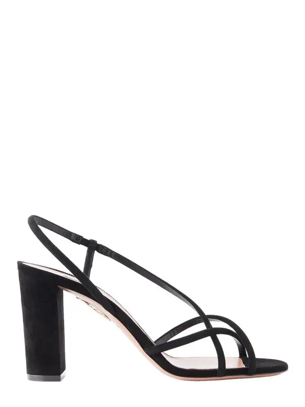 AQUAZZURA Horizon 85mm Suede Strap Sandals - Black