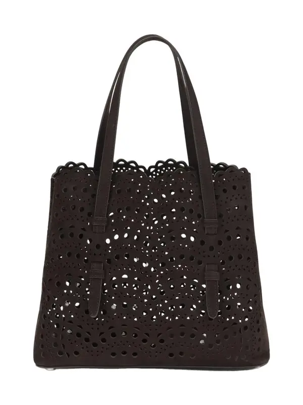 Alaïa Mina Medium Handbag In Vienne Patterned Calfskin Nappa Leather - Brown