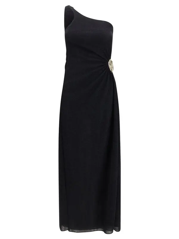 Oseree Lumière One-shoulder Dress With Spiral Detail - Black
