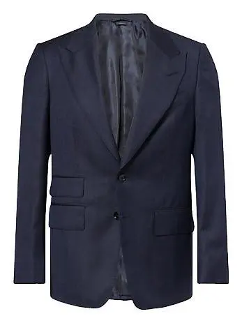 TOM FORD Shelton Herringbone Single-breasted Wool Blazer - Navy