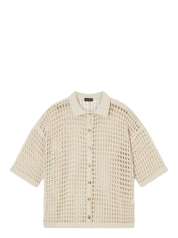 HAIGHT. Sheila Open-knit Cotton-blend Shirt - Neutrals
