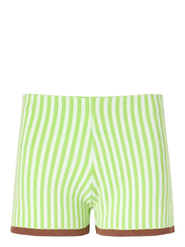 HAIGHT. Bella Striped Cotton-blend Shorts - Green