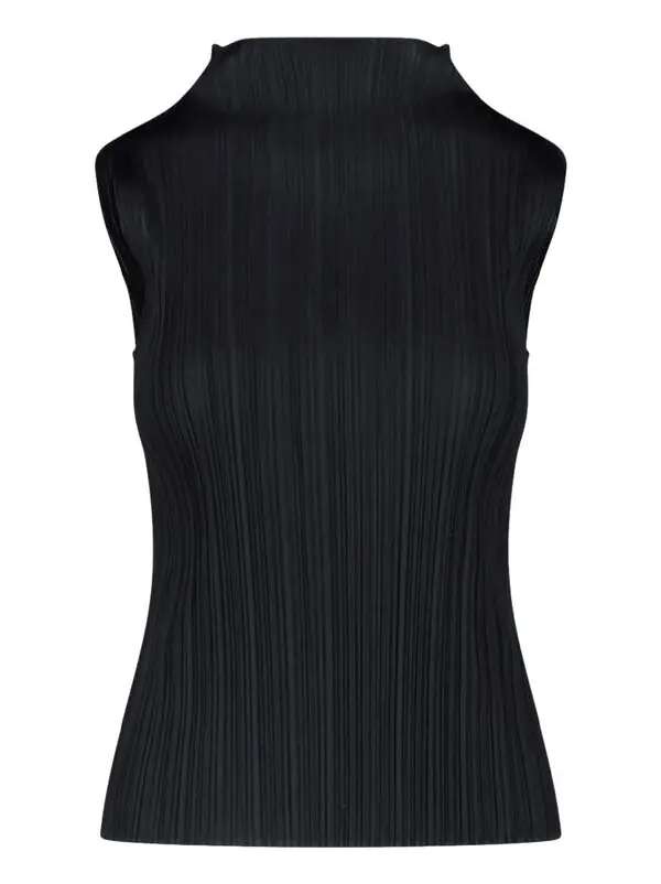 PLEATS PLEASE Sleeveless High Neck Top - Black