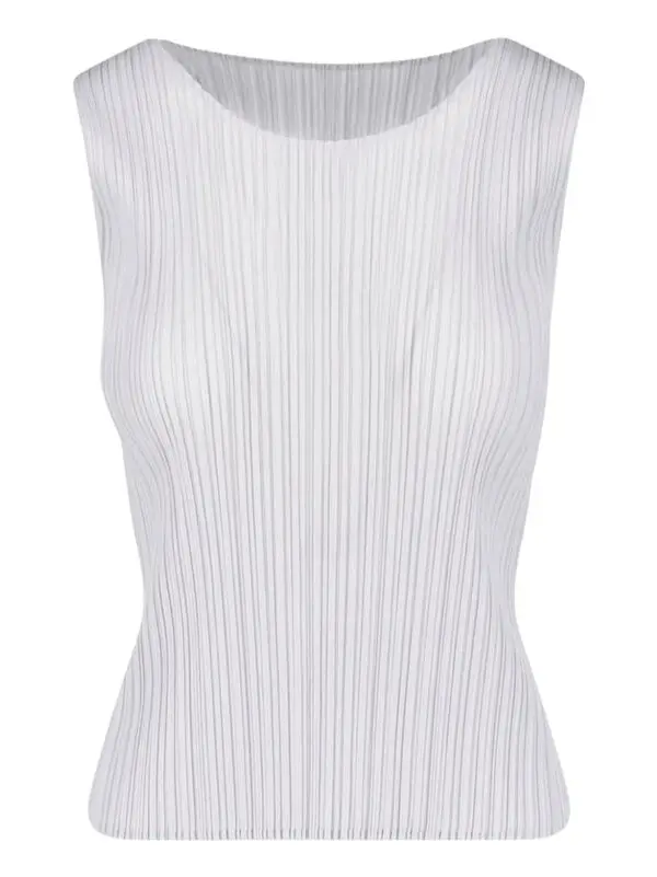PLEATS PLEASE Sleeveless High Neck Top - Gray