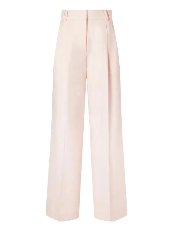Another Tomorrow Pleated Linen Wide-leg Pants - Pink