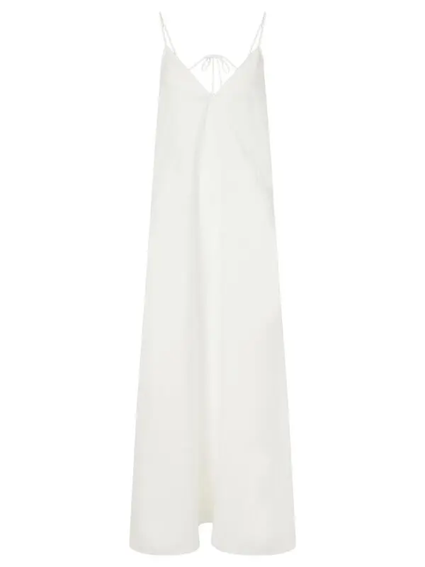 Another Tomorrow Linen-canvas Maxi Dress - White