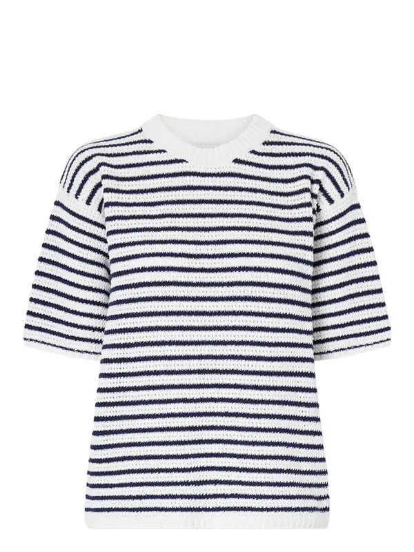 Bottega Veneta Striped Crocheted Cotton T-shirt - White