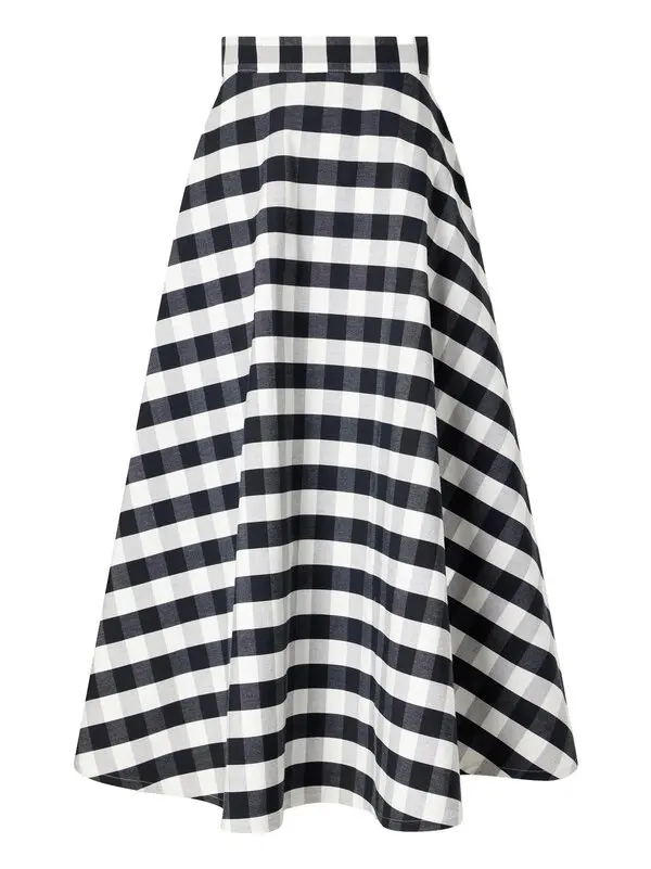 MARTA FERRI Vichy Cotton-blend Maxi Skirt - Black
