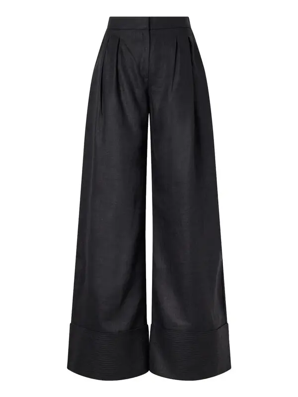 ANDRES OTALORA La Promesa' Linen Wide-leg Trousers - Black