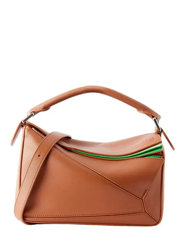 Loewe Puzzle Layers Small Leather Shoulder Bag - Brown