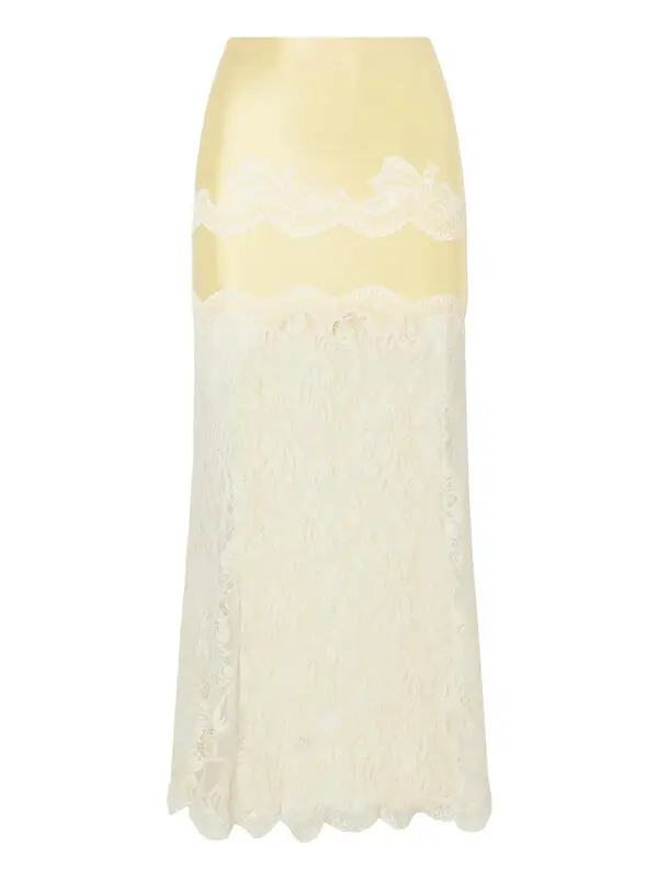 Rabanne Satin-jersey Lace-trimmed Maxi Skirt - Neutrals