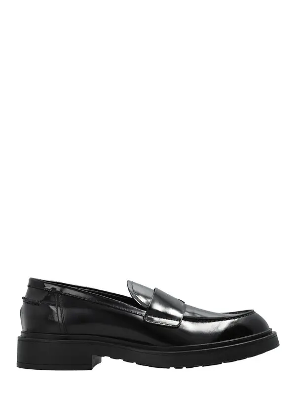 Agl Patent Leather Loafers With Penny Bar Detailing - Black