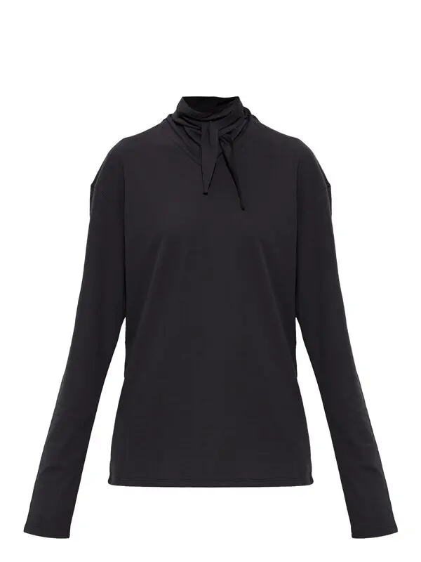 LEMAIRE Long Sleeve Top With Decorative Neck Tie - Grey