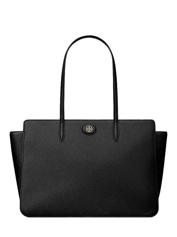 Tory Burch Robinson Pebbled Leather Tote - Black