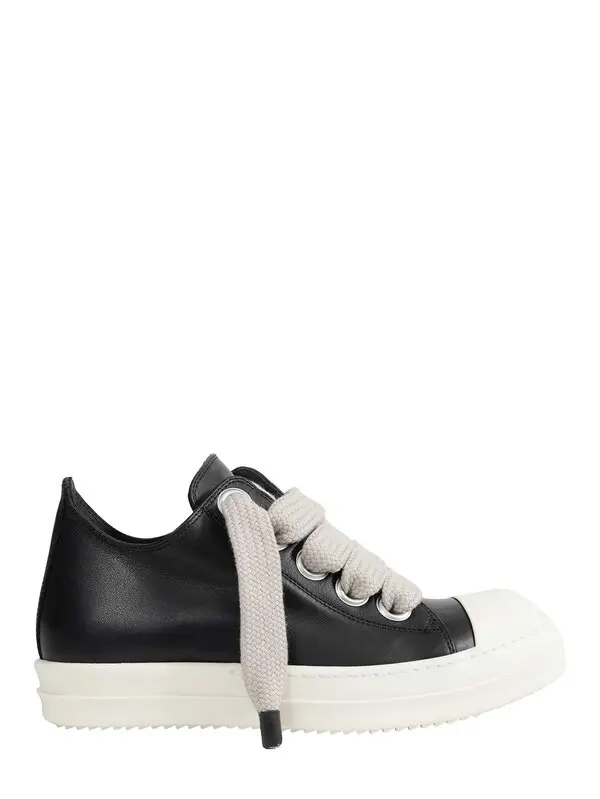 Rick Owens Leather Tower Jumbolace Low Top Sneakers - Black