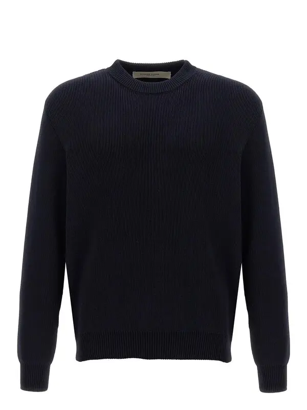 GOLDEN GOOSE Davis Crew Neck Sweater With Back Logo Patch - Blue