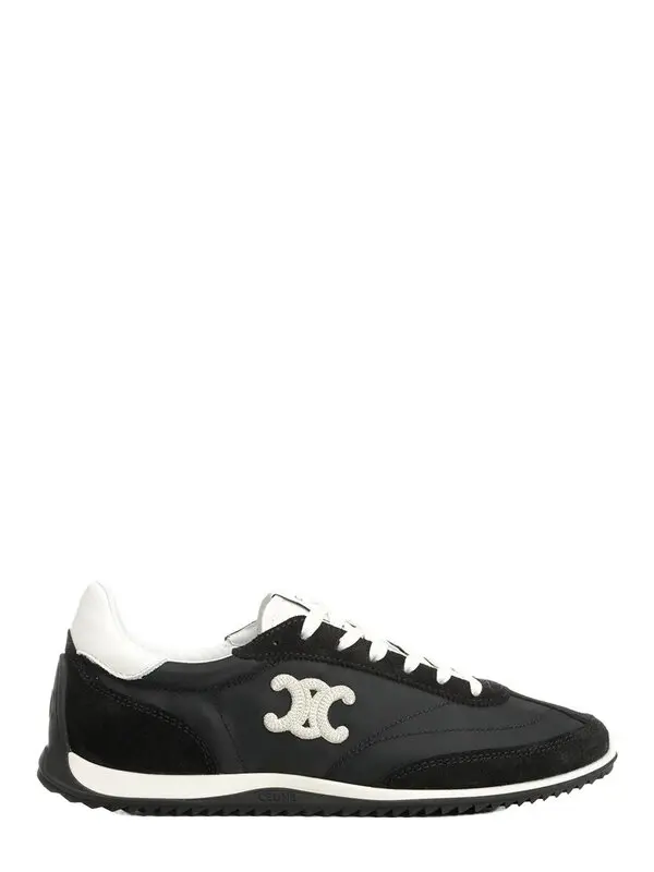 Celine Low-top Racer Sneakers In Suede With Triomphe Logo - Black