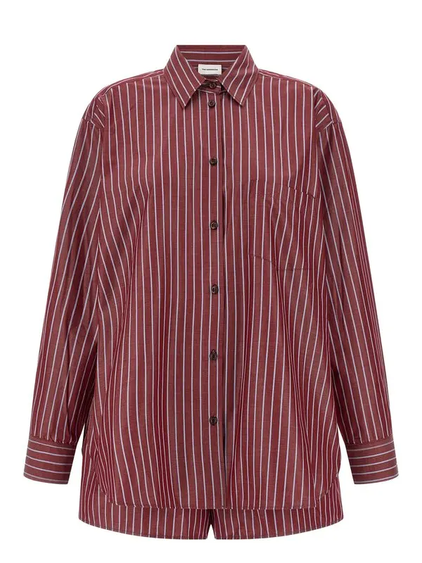 Andamane Georgiana Vertical Stripe Cotton Poplin Suit - Red