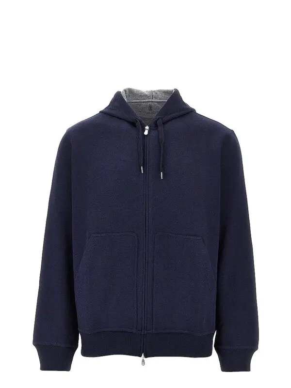 Brunello Cucinelli Double Jersey Full-zip Hoodie - Blue