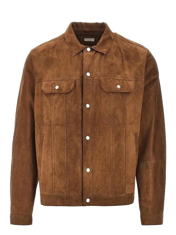 Brunello Cucinelli Suede Leather Jacket - Brown