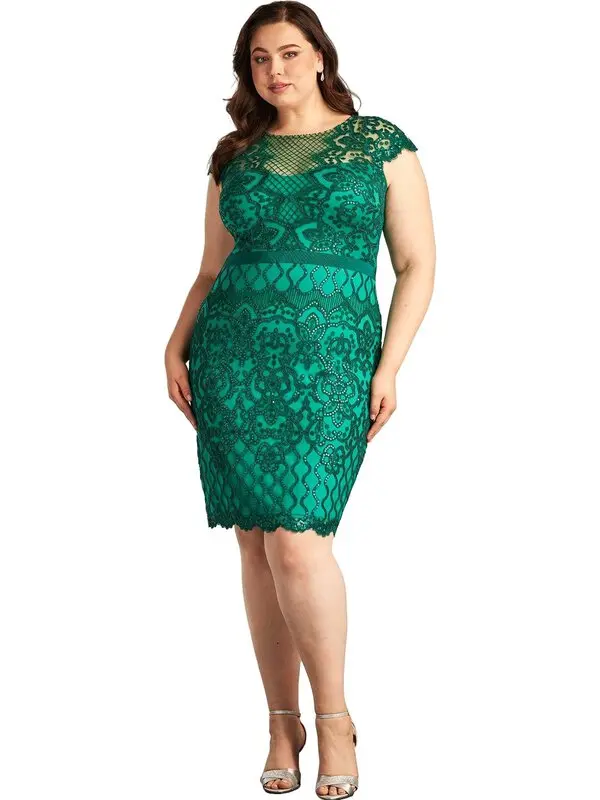 Tadashi Shoji Miranda Sequin Embroidered Sheath Dress - Pine