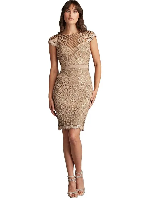 Tadashi Shoji Miranda Sequin Embroidered Sheath Dress - Ginseng
