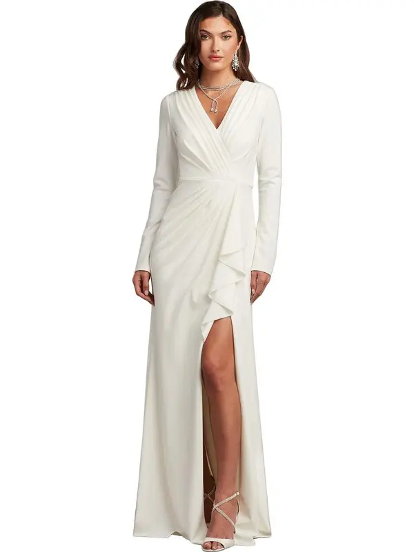 Tadashi Shoji Kleiman Cascading Drape Gown - Ivory