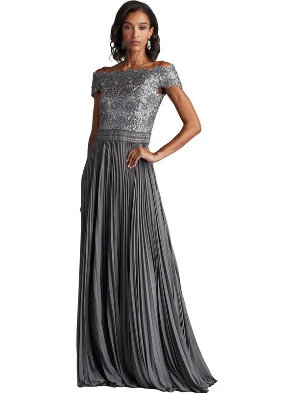 Tadashi Shoji Sequin Embroidered Lace And Tulle Gown - Mist