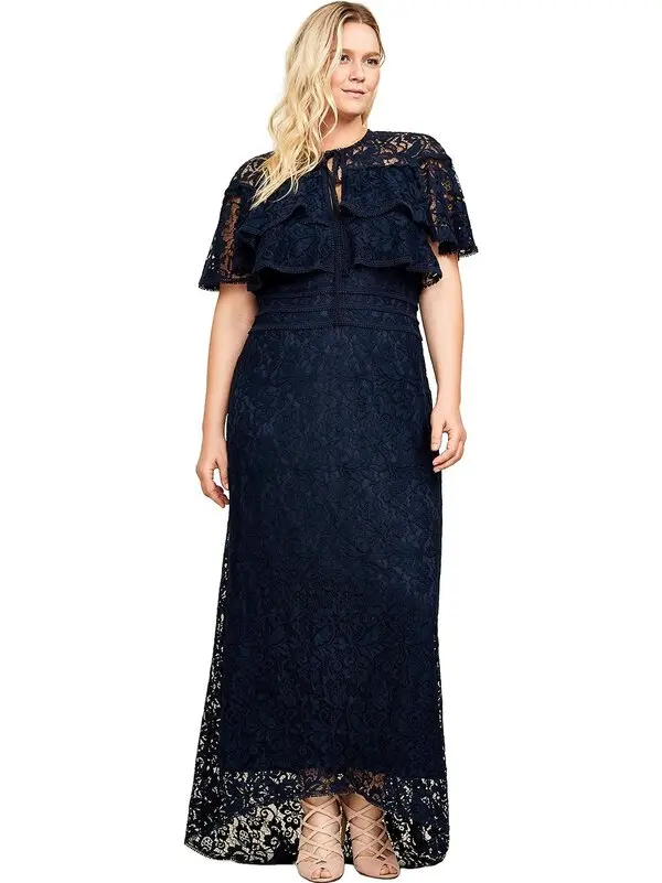 Tadashi Shoji Aileen Lace Gown - Navy