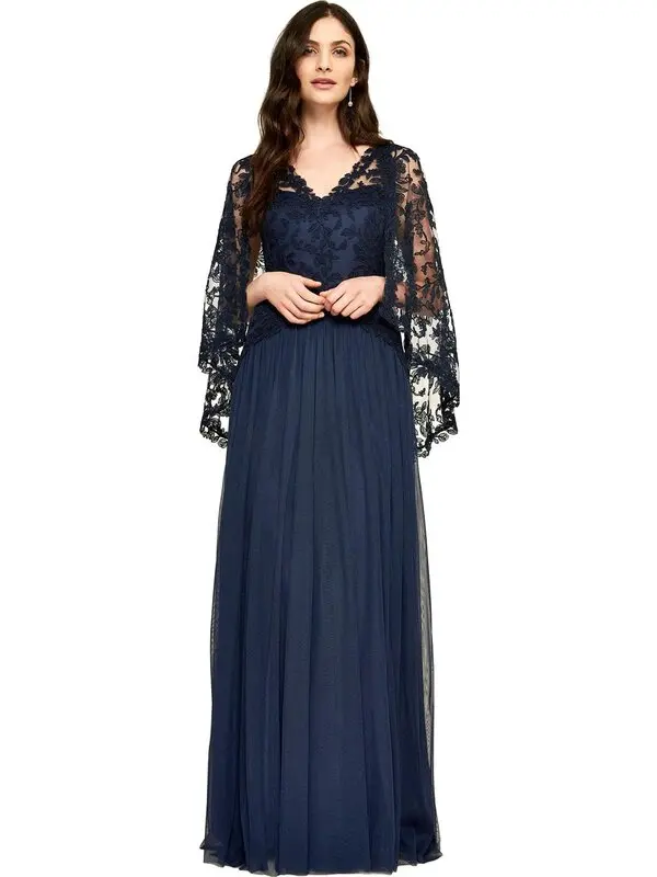Tadashi Shoji Cove Tulle Gown - Navy