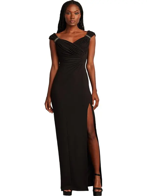 Tadashi Shoji Keene Pearl Accent Gown - Black