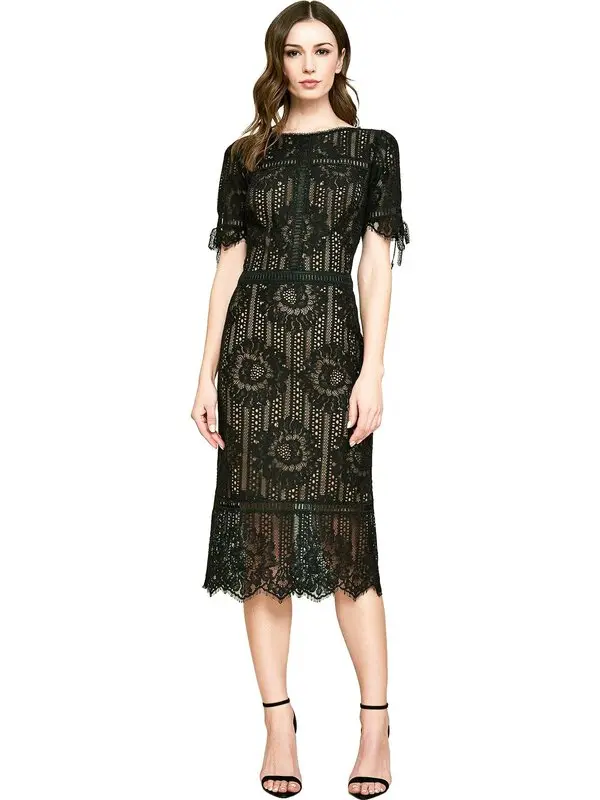 Tadashi Shoji Suma Lace Dress - Black/nude
