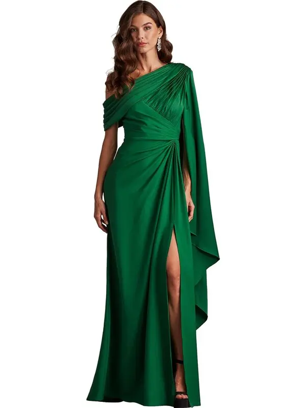 Tadashi Shoji Ember Cape Sleeve Gown - Bamboo