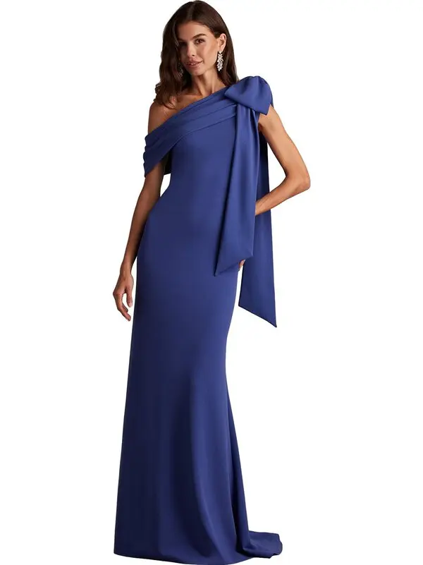 Tadashi Shoji Cassia Off-the-shoulder Bow Gown - Violet