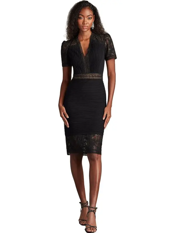 Tadashi Shoji Illusion Lace Cocktail Dress - Black