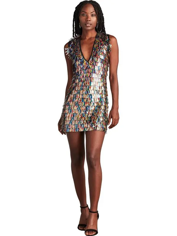 Tadashi Shoji Sequin Fringe Mini Dress - Multicolor