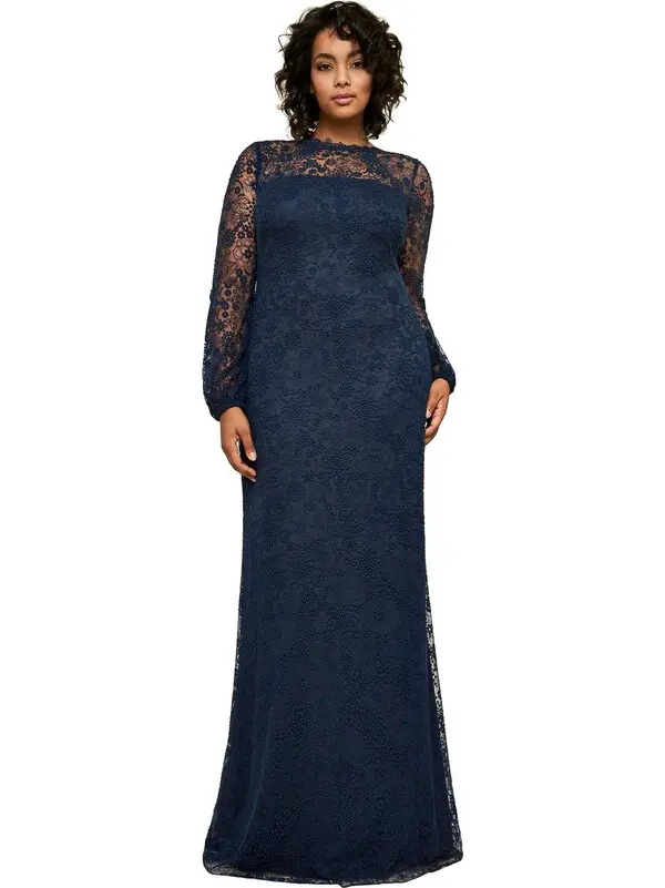 Tadashi Shoji Neriah Lace Gown - Midnight