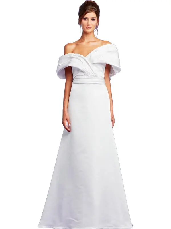 Tadashi Shoji Tenley Satin Jacquard Gown - Ivory