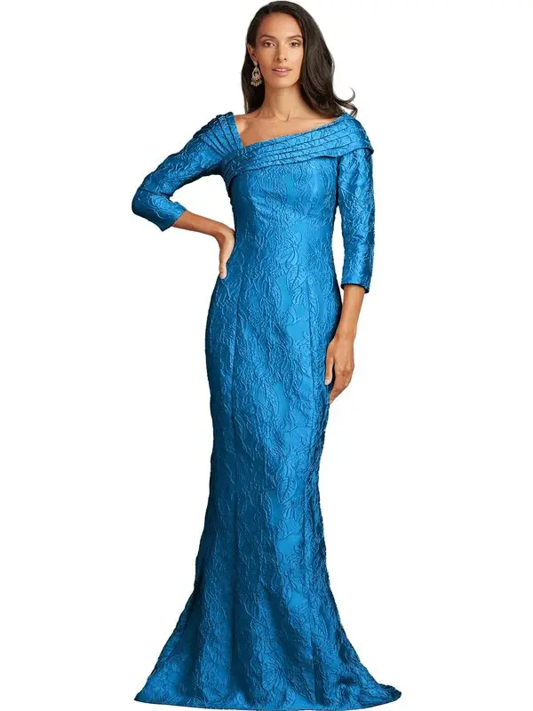 Tadashi Shoji Calder Floral Jacquard Gown - Sky