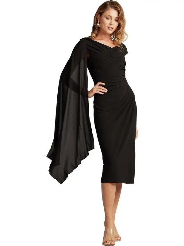 Tadashi Shoji Masson Cape Sleeve Dress - Black