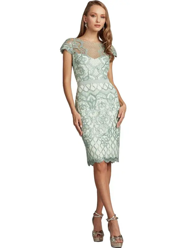 Tadashi Shoji Miranda Sequin Embroidered Sheath Dress - Mint