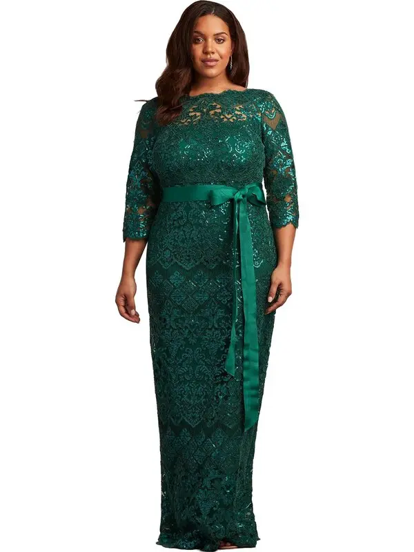 Tadashi Shoji Embellished Gown - Pine