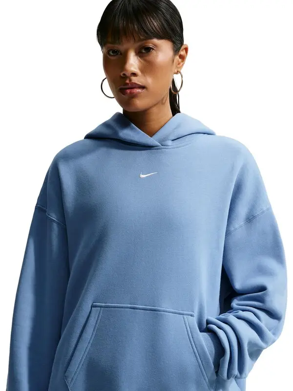Nike Studio Fleece Medium Weight Oversized Pullover Hoodie - Blue