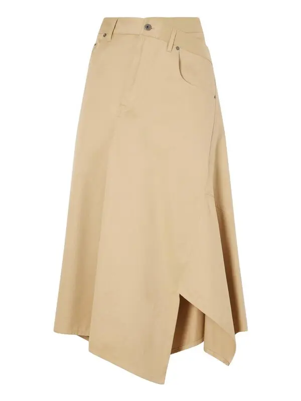 Loewe Asymmetrical Cotton-gabardine Midi Skirt - Neutrals