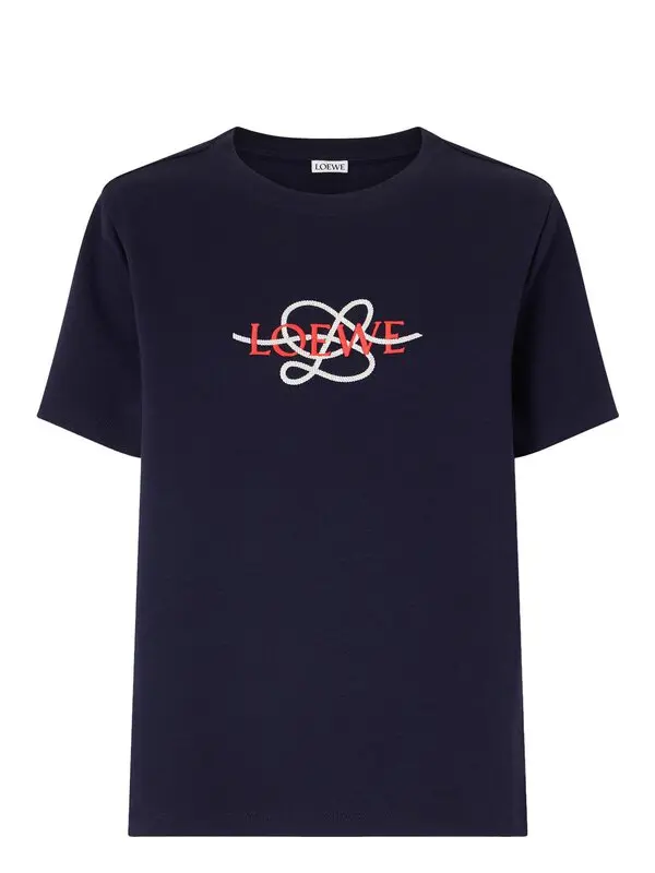 Loewe Anagram Embroidered Cotton-blend T-shirt - Blue
