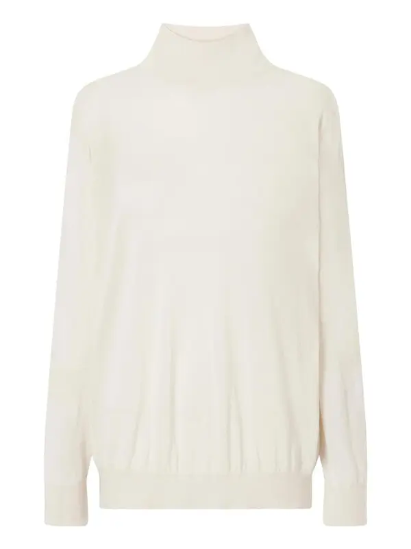 THE ROW Orly Cashmere And Silk-blend Turtleneck Sweater - Neutrals