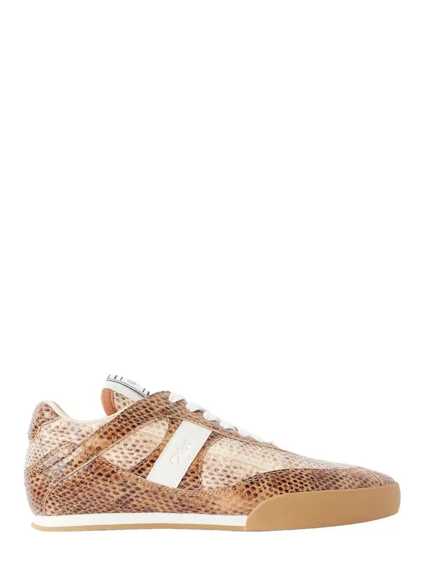 Chloé Kick Snake-effect Leather Low Top Sneakers - Brown