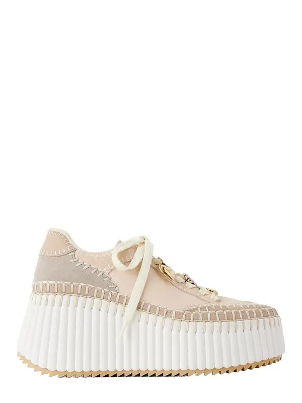 Chloé Nama Patchwork Leather Platform Sneakers - Neutrals