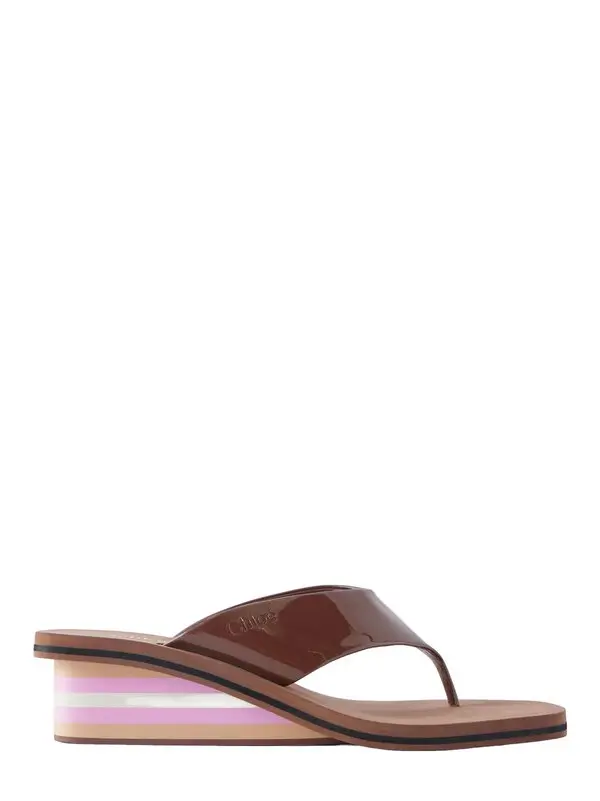 Chloé Swimming Cool" Patent Leather Thong Sandals - Brown